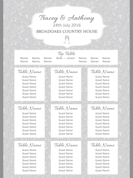 Table Plan Design for Weddings | Cumbria