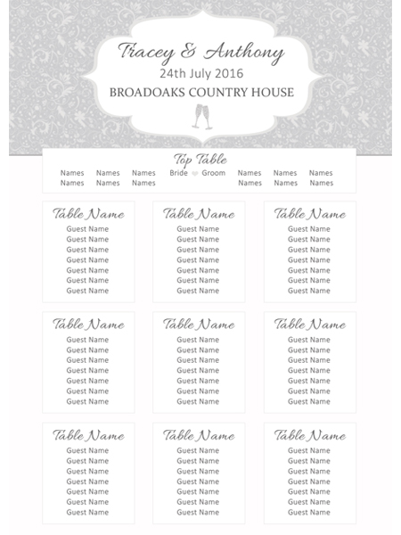 Table Plan Design for Weddings | Cumbria